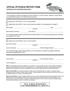 Fillable Online Official Petition Protest Form Fax Email Print