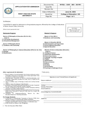Fillable Online Wvsu Edu West Visayas State University College Of