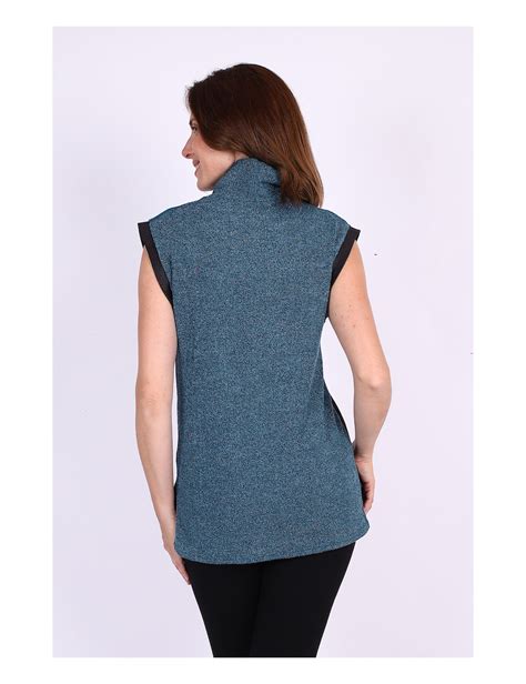 Pull col roulé sans manches Femme Multiples Taille T1 Couleur Bleu canard