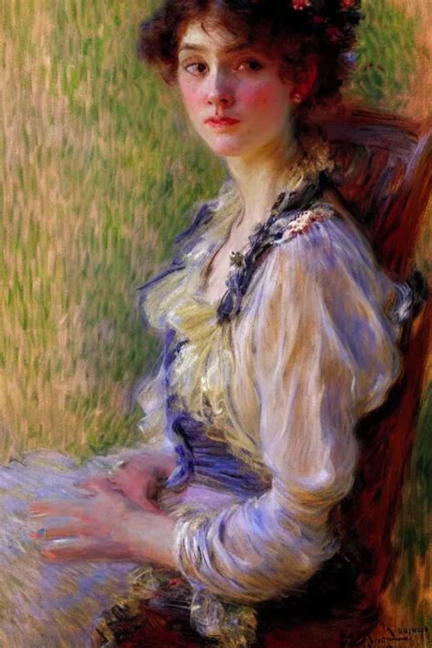 Victorian Lady Painting By Daniel Gerhartz Monet Stable Diffusion