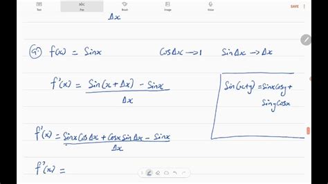 using first principle of derivative prove d sinx dx cosx and d cosx dx sinx youtube