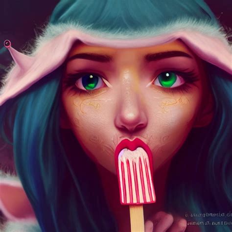 Alluring Elf Putting Tongue On Popsicle While Winking Midjourney