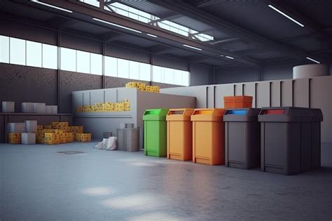 Centro De Reciclaje Con Contenedores Para Diferentes Materiales Y