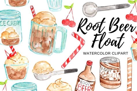 Watercolor Root Beer Float Clipart