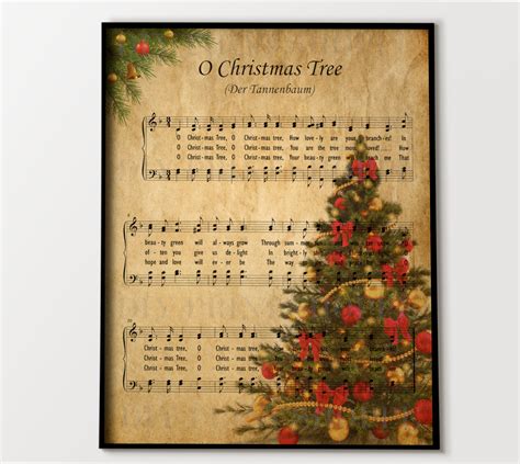 O Christmas Tree Holiday Music Printable Holiday Song Sheet Etsy