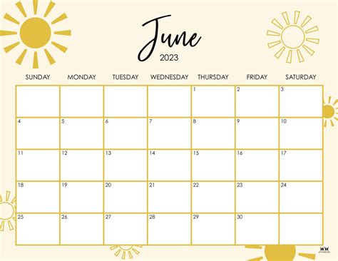 June Calendars Free Printables Printabulls