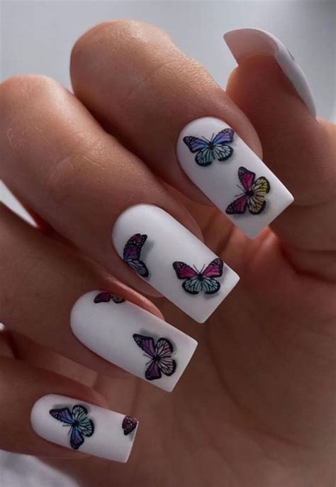 70 Stylish Nail Art Ideas To Try Now Colourful 3D Butterfly White Nails