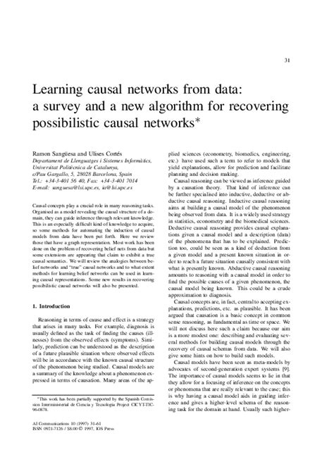 pdf learning causal networks from data a survey and a new algorithm for recovering