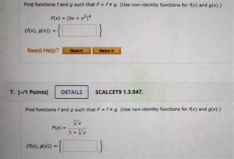 Solved Find Functions F And G Such That F Fg Use Chegg