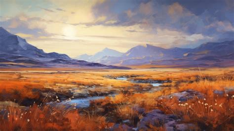 Premium Ai Image Impressionistic Oil Painting Of Desert Landscape