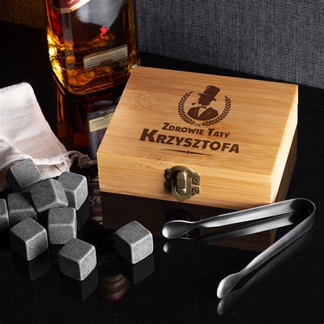 Zestaw Kamienie Do Whisky Szklanka Z Grawerem Dla Taty Prezent Na