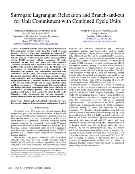 pdf surrogate lagrangian relaxation and branch and cut for unit commitment with combined cycle