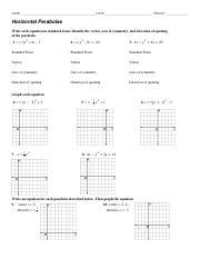 Parabolas Interactive Pdf Name Date Period Horizontal Parabolas Write