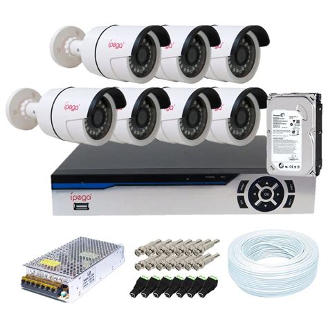 Kit Completo Ípega 7 Câmeras de Segurança 720p Bullet 20 Metros DVR