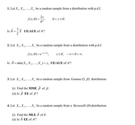 solved 1 let x1 x2 … xn be a random sample from a