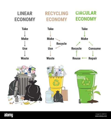 Comparison Of Linear Recycling And Circular Economy Infographic