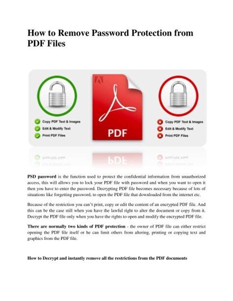 how to remove password protection from pdf files