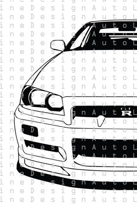 Nissan Skyline GT R R34 Nismo Svg Pdf Dxf Eps Png Illustration Etsy