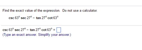 solved find the exact value of the expression do not use a