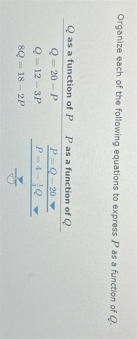 Solved Organize Each Of The Following Equations To Express P Chegg