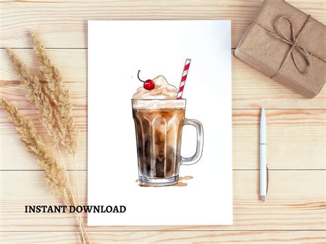 Watercolor Root Beer Float Clip Art Root Beer Mug Soda Ice Cream