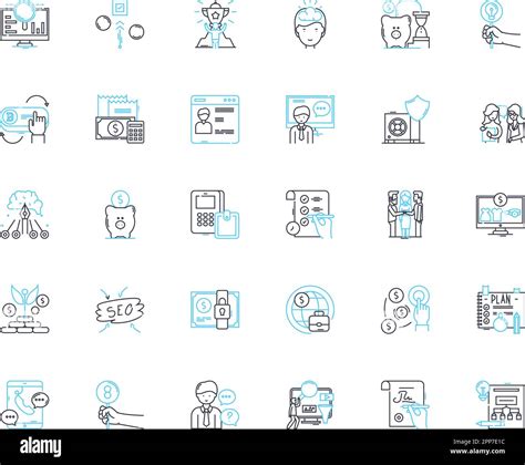 Enterprise Economy Linear Icons Set Efficiency Productivity