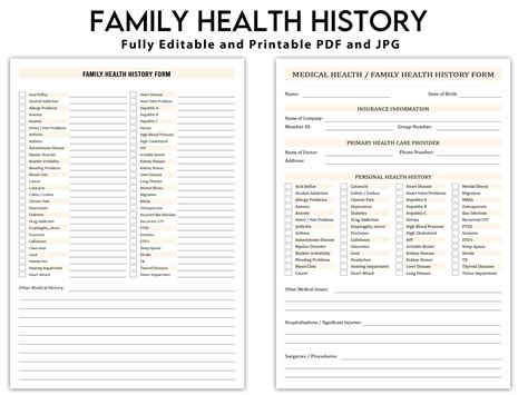 Printable Medical History Form