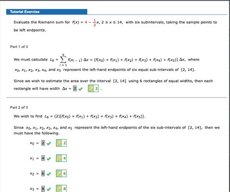 solved tutorial exercise evaluate the riemann sum for f x