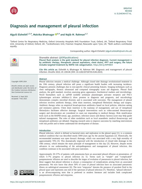 PDF Diagnosis And Management Of Pleural Infection