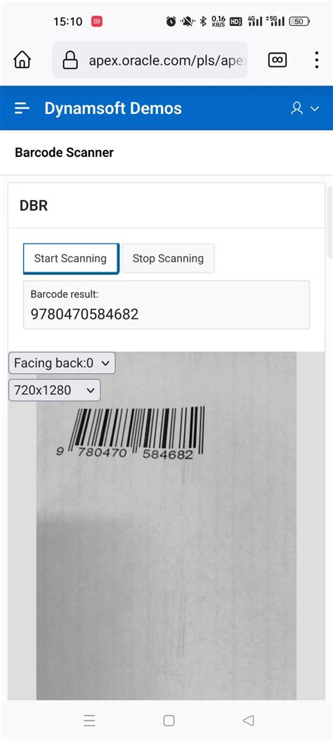 how to scan barcodes in an oracle apex application dynamsoft