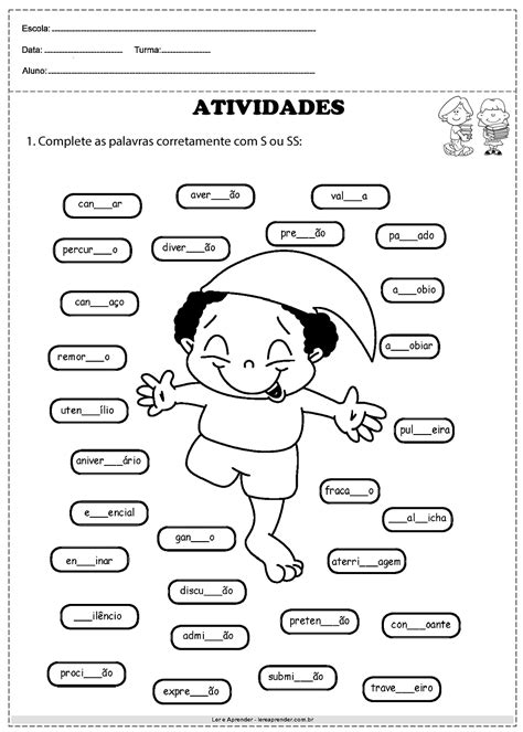Complete As Palavras Corretamente Ler E Aprender