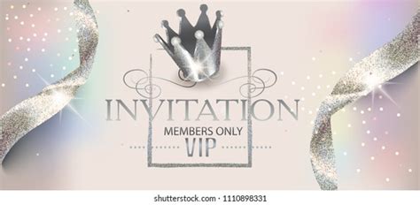 Elegant Invitation Pearl Card Sparkling Ribbons Stock Vector Royalty