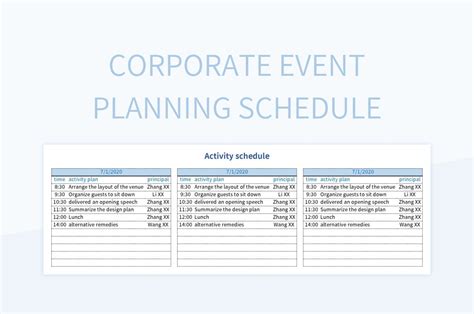 Corporate Event Planning Schedule Excel Template And Google Sheets File
