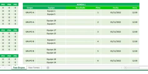 Plantilla Excel para Torneo de Pádel Descarga Gratis