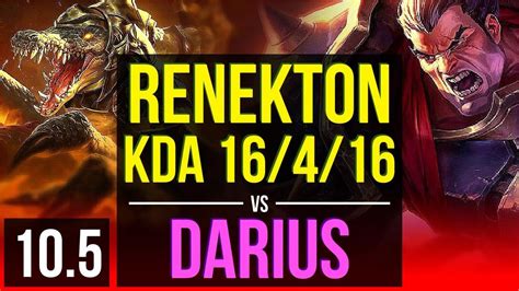 RENEKTON Vs DARIUS TOP 4 Early Solo Kills KDA 16 4 16 Dominating