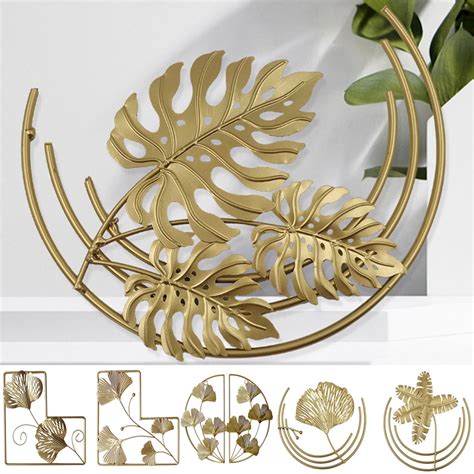 Cheers US Home Metal Wall Decor Golden Ginkgo Leaf Wall Hanging Decor
