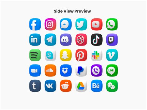 D Social Media Icons Drawkit