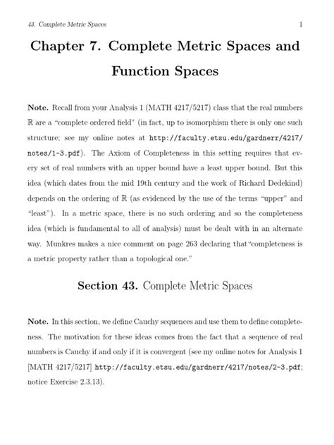 chapter 7 complete metric spaces and function spaces pdf metric space sequence