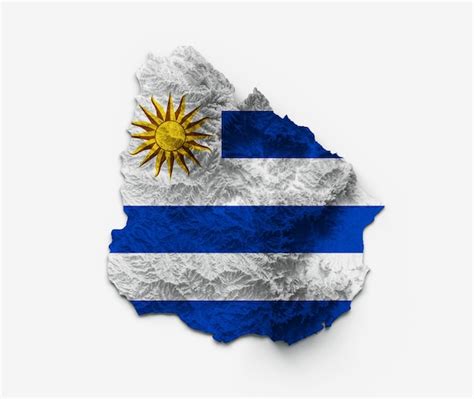 Mapa De Uruguay Bandera De Uruguay Relieve Sombreado Mapa De Altura De