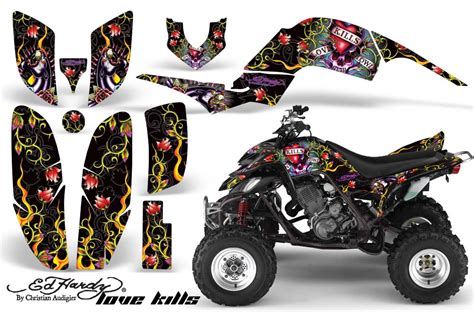 Yamaha Raptor 660 ATV Graphic Kit 2001 2005 Ed Hardy Love Kills Black