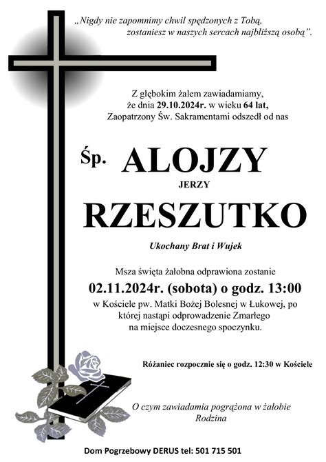 Nekrologi A W Derus Us Ugi Pogrzebowe Tarn W