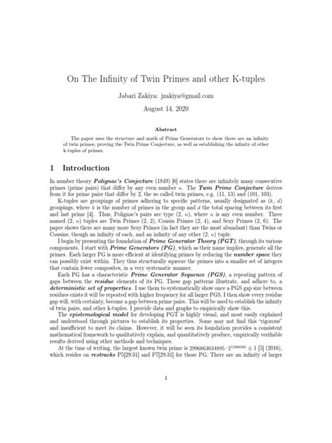 on the infinity of twin primes and other pdf prime number discrete mathematics