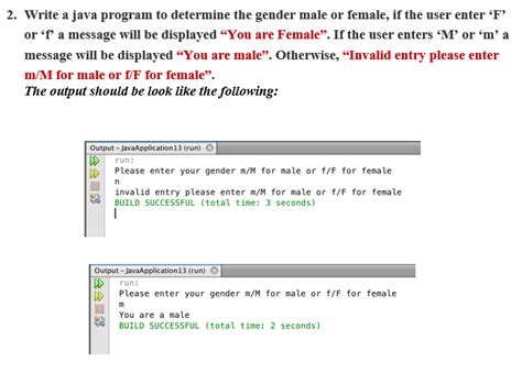solved 2 write a java program to determine the gender male