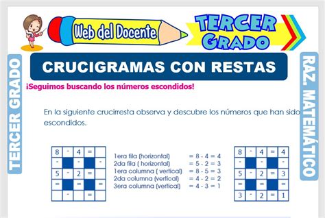 Crucigramas Con Restas Para Tercer Grado De Primaria