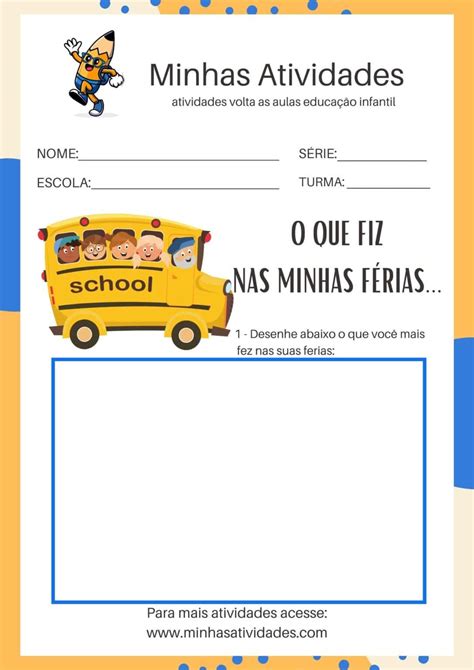 Atividades Volta S Aulas Educa O Infantil