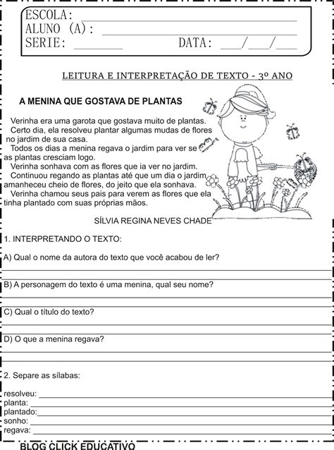 Exercicio De Interpretação De Texto 5 Ano EDUKITA