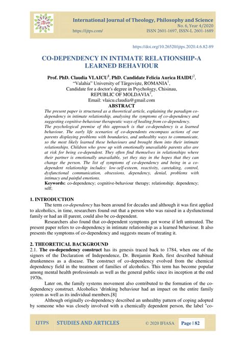 pdf co dependency in intimate relationship a learned behaviour
