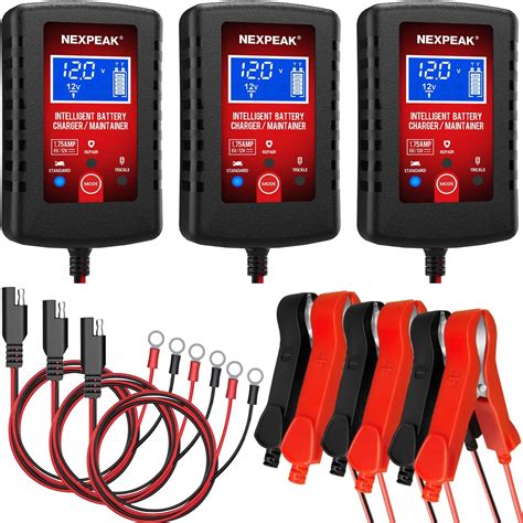 Amazon 3 Pack 1 75 Car Battery Charger 6V And 12V Smart