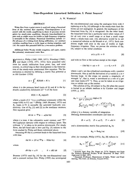 pdf time dependent linearized infiltration i point sources1