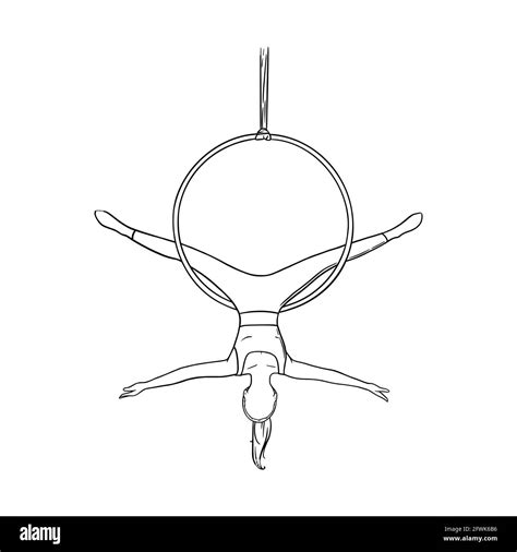 Acrobat Dancing In The Hoop Aerial Gymnast Isolated In White